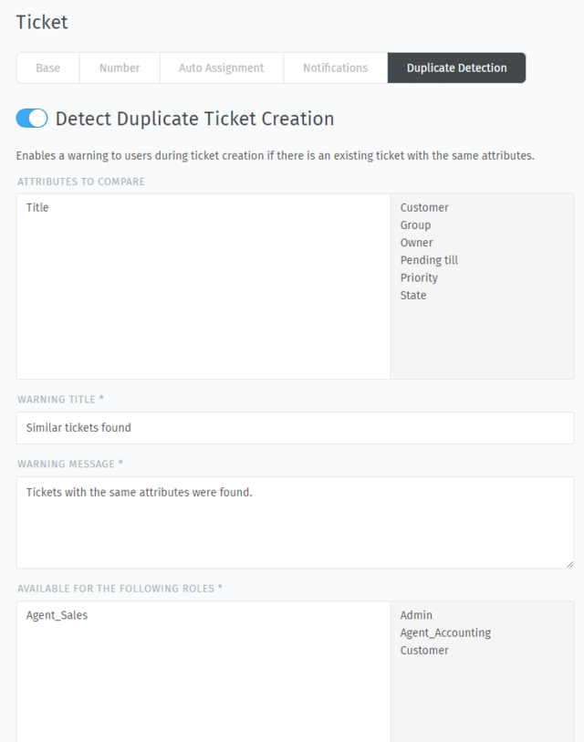 Duplicate Detection Zammad Feature