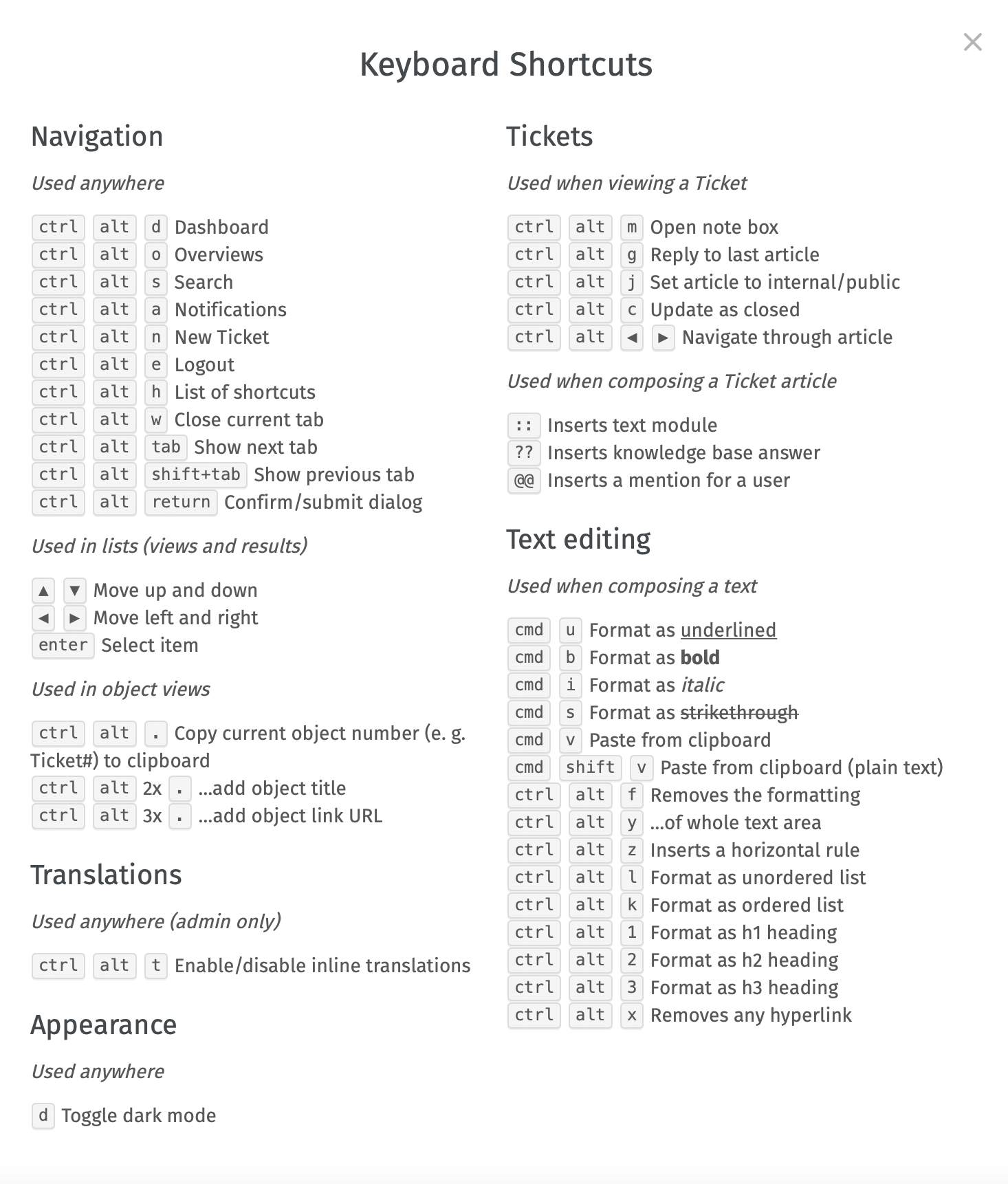 Editor | Zammad Features