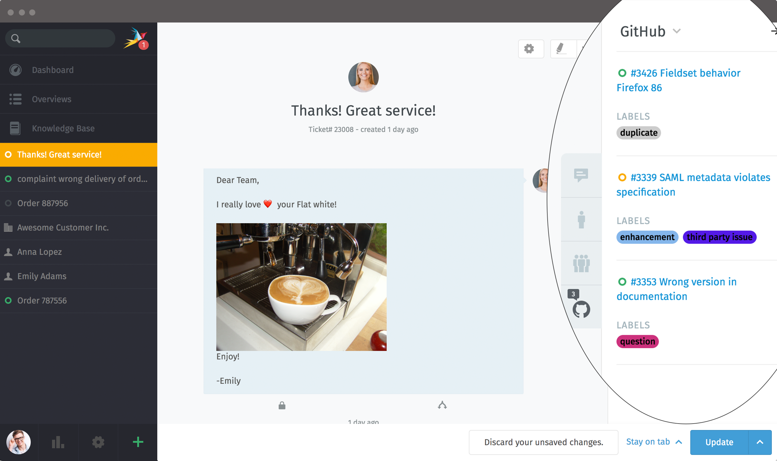 GitHub Integration • Features | Zammad