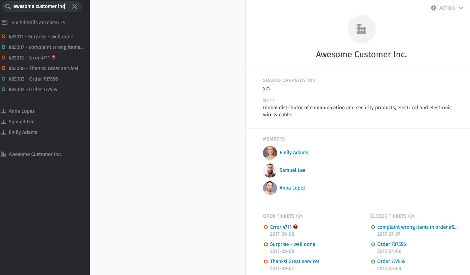 Organization Information Page | Zammad Features