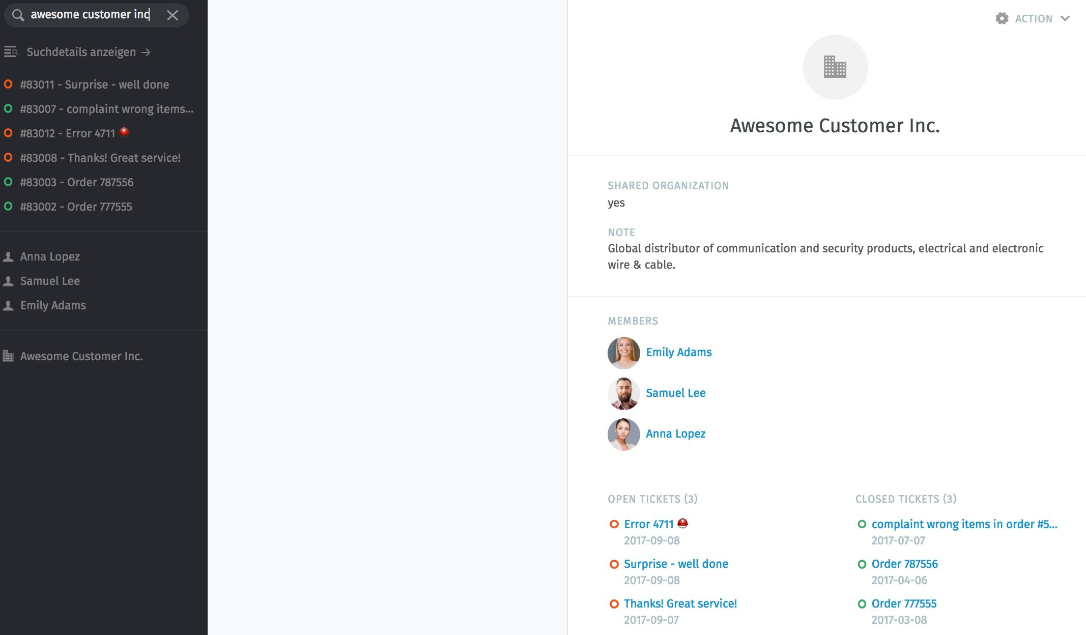 Organization Information Page | Zammad Features