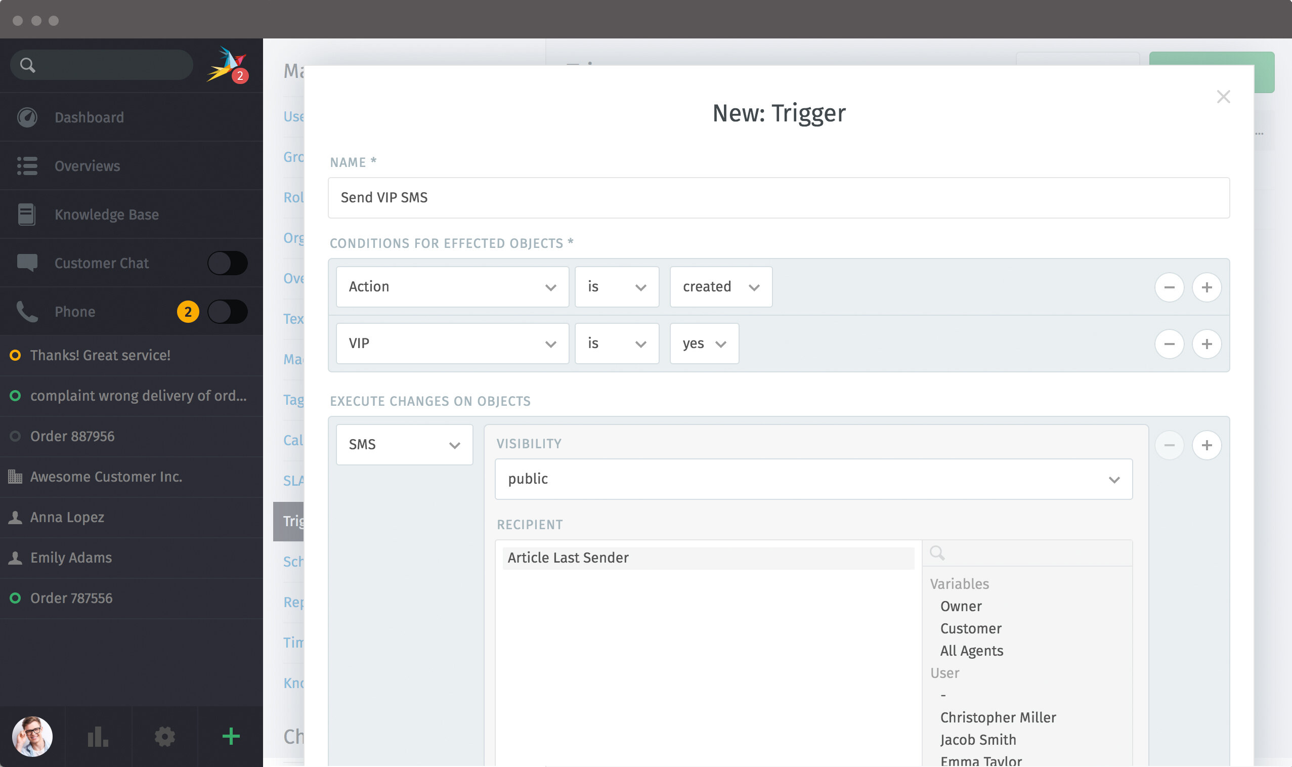 Sms Integration • Features Zammad